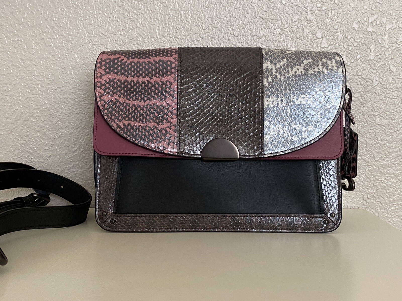 Coach Dreamer Snakeskin Leather Shoulder Bag 76460 - Gem