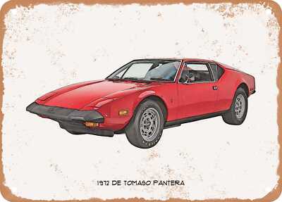 Classic Car Art - 1972 De Tomaso Pantera Pencil Sketch - Rusty Look ...