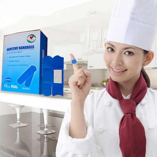 100pcs Band-Aids Food Grade Blue Adhesive Bandages Anti-infection for ...
