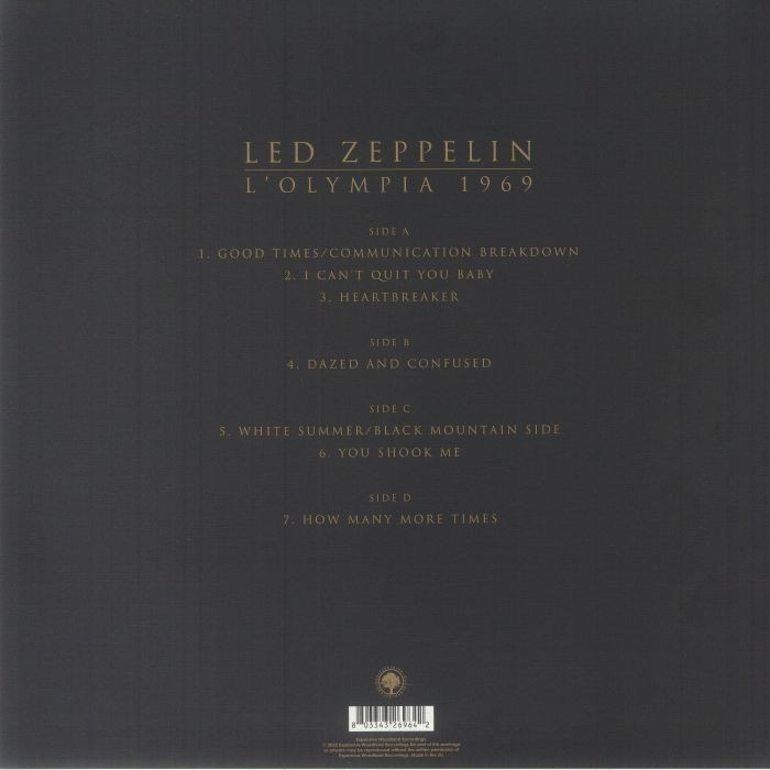 Led Zeppelin LOlympia 1969 Double Vinyl LP 2LP Limited Live Broadcast ...