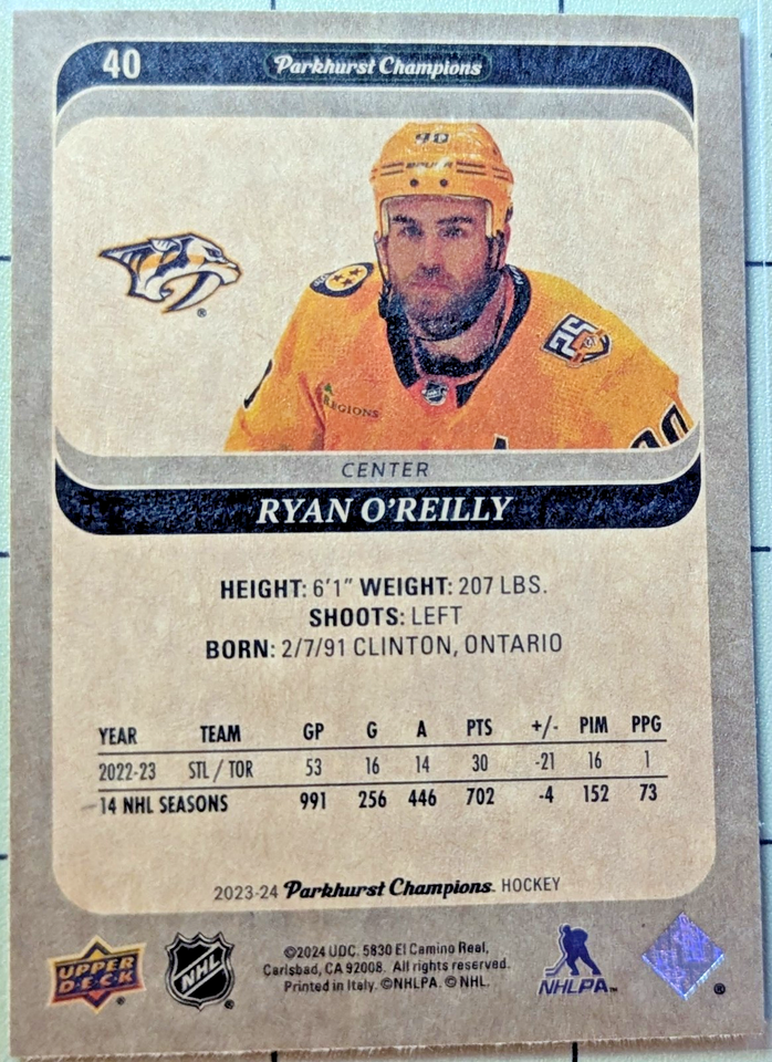 2023-24 Parkhurst Champions #40 Ryan O'Reilly | eBay