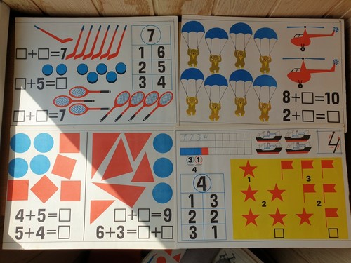 Soviet vintage set of 23x school Math tasks posters for kids USSR ...