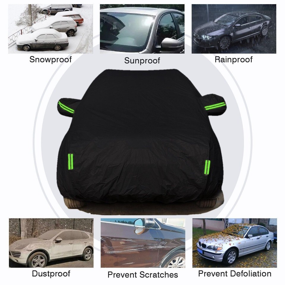 XXL Black Car Cover Waterproof All Weather Outdoor Protection For ...