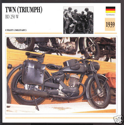1939 TWN (German Triumph) BD 250 W WW2 Army Motorcycle Photo Spec Info ...