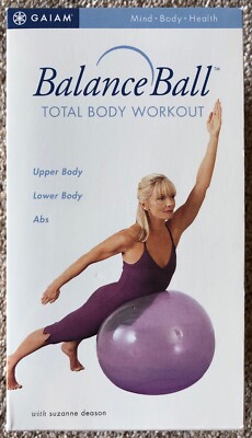 GAIAM Balance Ball 3 VHS Box Set Abs Upper & Lower Total Body Workout ...