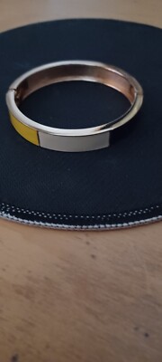 Charming Charlie Gold Tone Navy, White & Yellow Enamel Bangle Bracelet | eBay