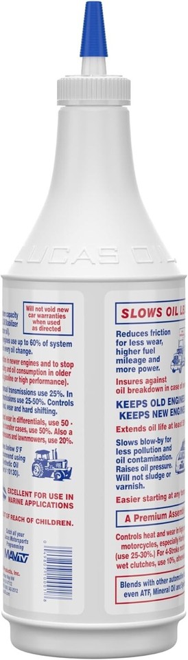 Pack of 12 LUCAS OIL 10001 Heavy Duty Oil Stabilizer; Quart | eBay