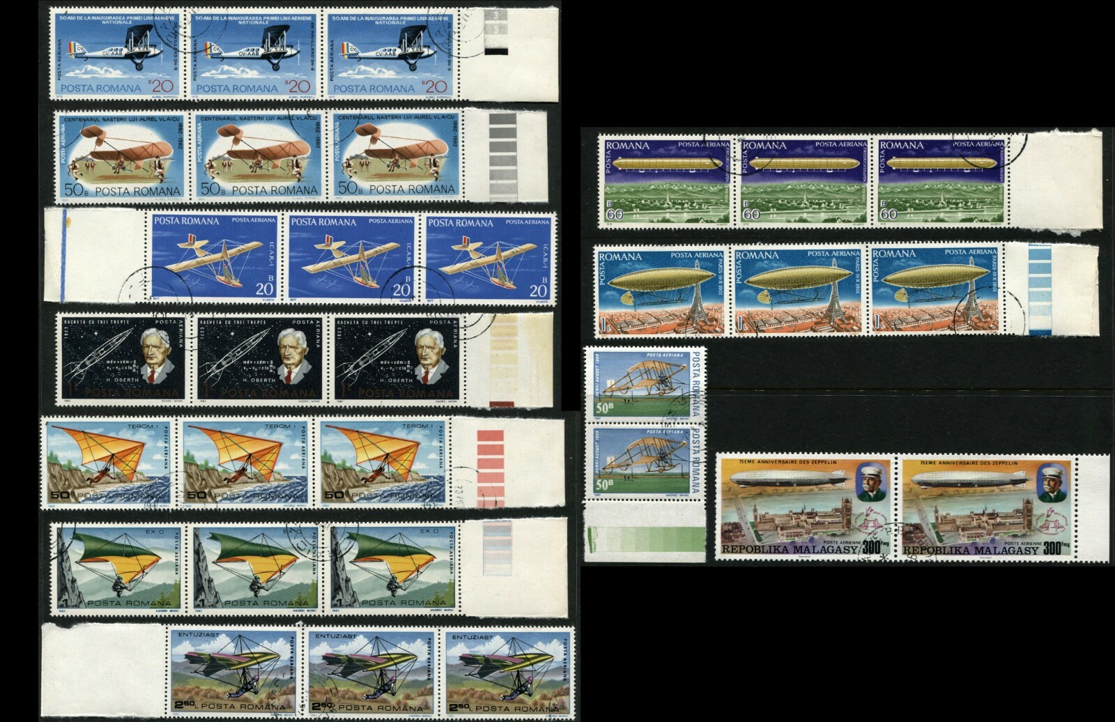Romana Zeppelin Delta Plane Airmail Stamps Postage Collection Romania ...