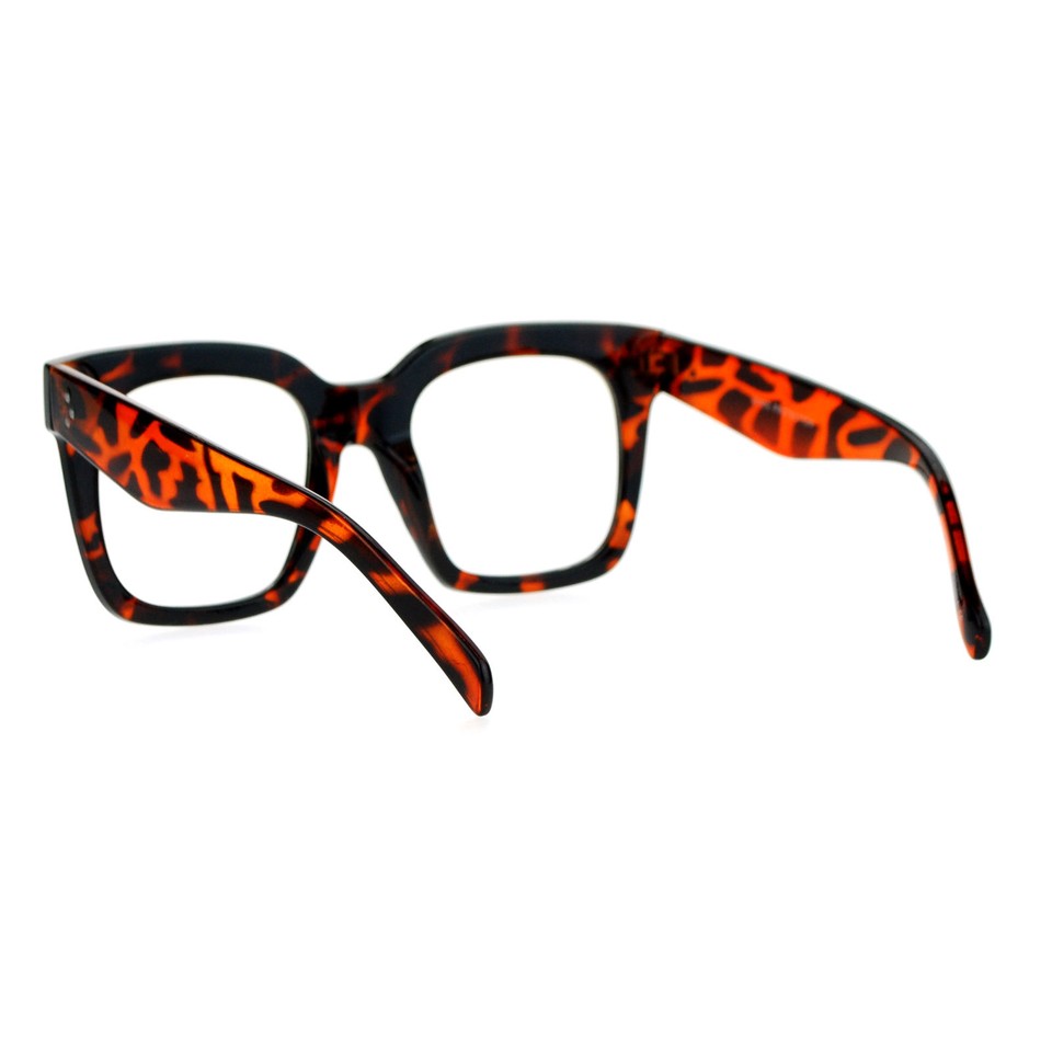 SA106 Oversize Thick Plastic Nerd Rectangular Horn Rim Clear Lens Glass ...
