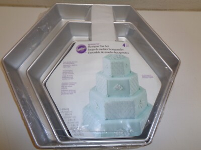 Wilton Performance Pans Aluminum Hexagon Cake Pan Set 4-Piece 6" 9" 12 ...
