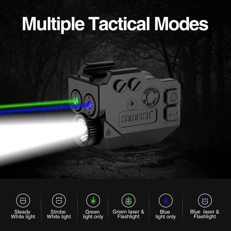 SOLOFISH Pistol Blue Green Laser Sight Flashlight Rechargeable ...