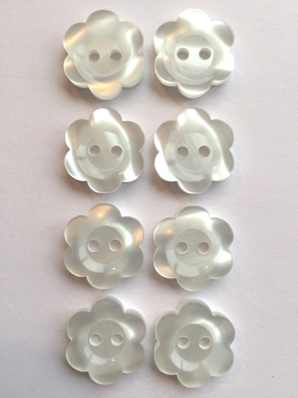 Pearlised Flower Buttons, Pearl Effect, Floral, 4 Sizes and 8 Colours ...