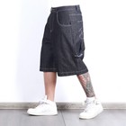 Mens Loose Denim Shorts Gangsta Chicano Hip-Hop Knee-Length Pants Baggy ...