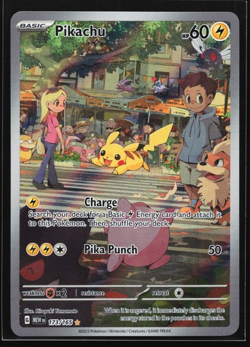 Pokemon Pikachu 173/165 Scarlet & Violet 151 Illustration Rare Full Art ...