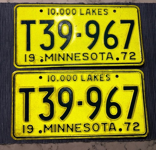 Pair of 1972 Minnesota License Plates Very Nice! | eBay