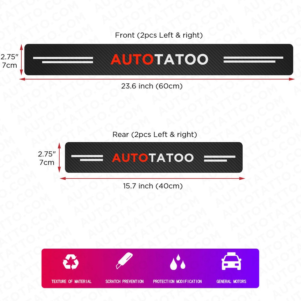 4x Universal Car Door Plate Sill Scuff Anti Scratch 3D Decal Sticker ...