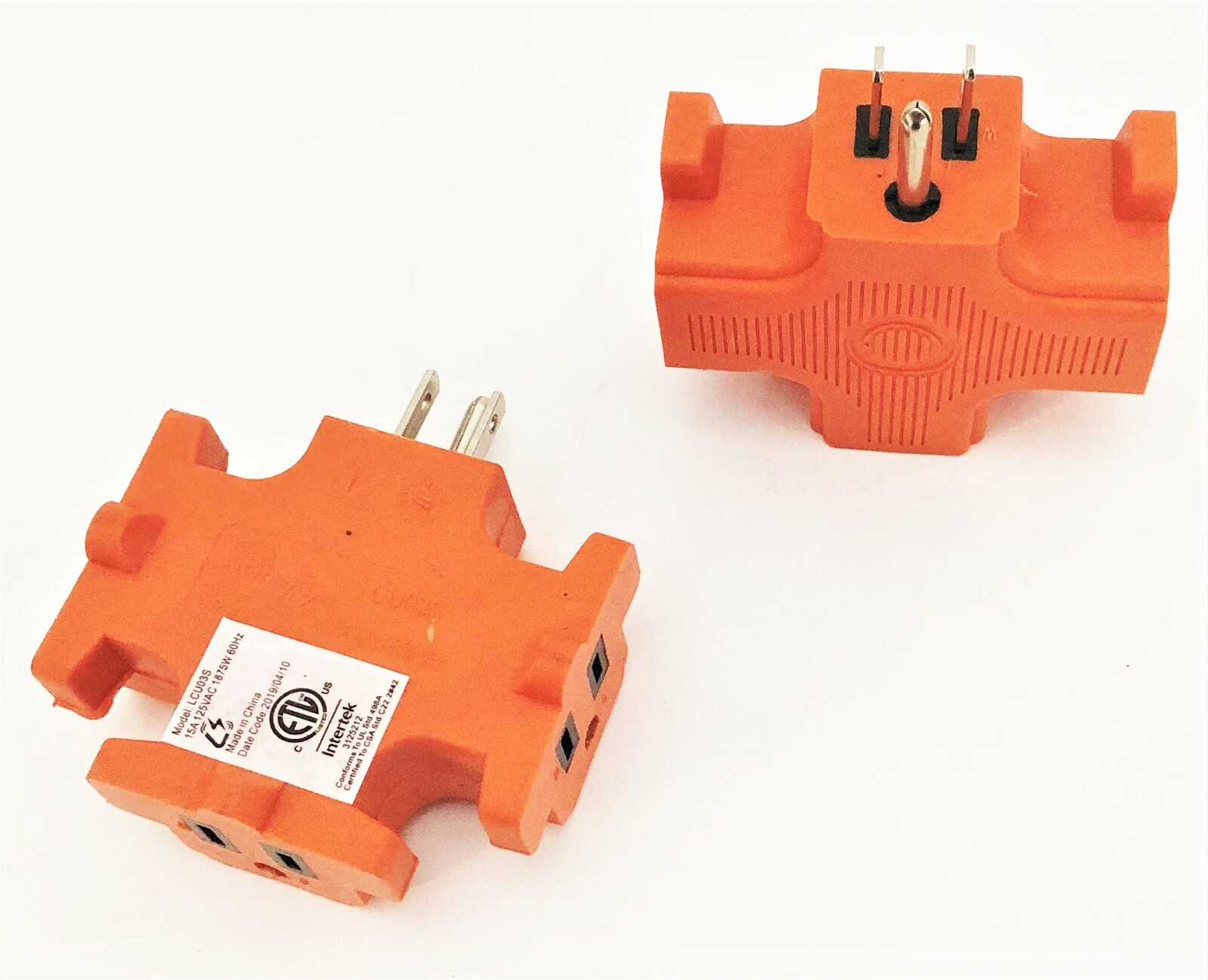 4 INTERTEK 3 THREE WAY TRIPLE POWER OUTLET ADAPTER WALL PLUG CORD 15A ...