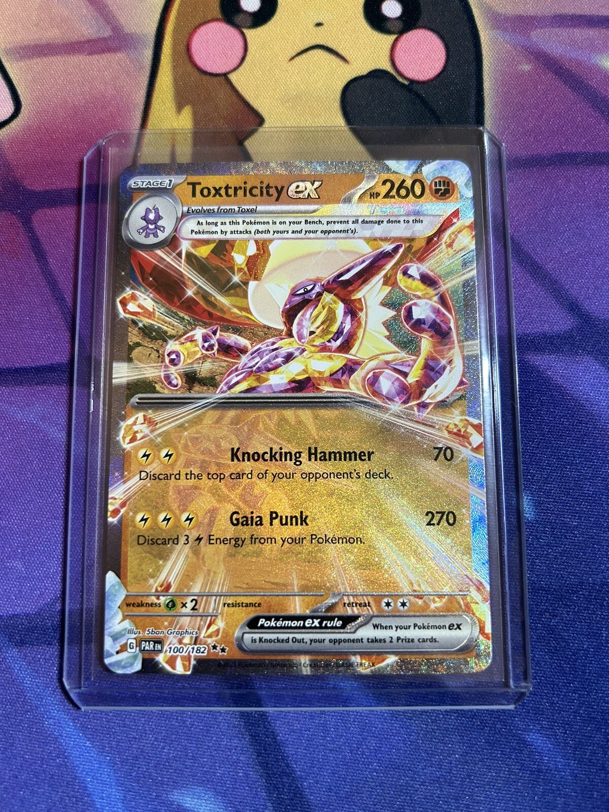 Pokemon Toxtricity Ex 100 Paradox Rift Ultra Rare Card + Sleeve + Top ...