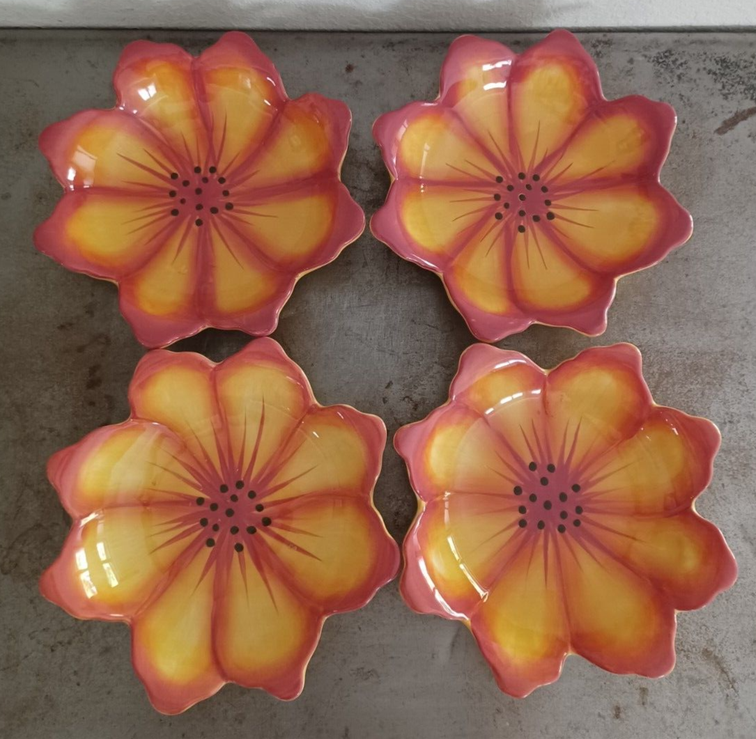 4 Clay Art Ceramic Flower Shaped Bowls 7.7" | eBay