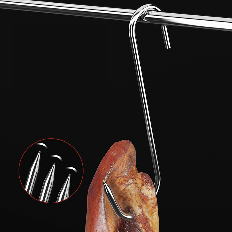 10pcs/set Bacon Hooks Hanging Design Easy-to-use Stainless Steel Meat S ...