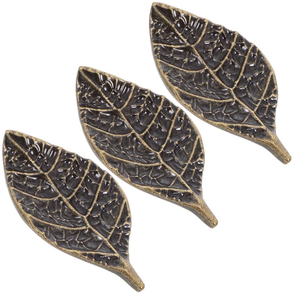 3 Pcs Leaf Drawer Pulls Zinc Alloy Knob Handles For Wardrobes Cabinets ...
