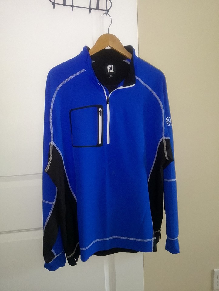 Footjoy FJ 1/4 Zip Pullover Sweater Men Large Navy Blue Nylon Stretch ...