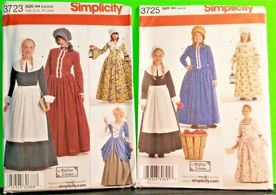 Simplicity 3723 3725 Little House Prairie Pioneer Pilgrim Dress Sewing ...