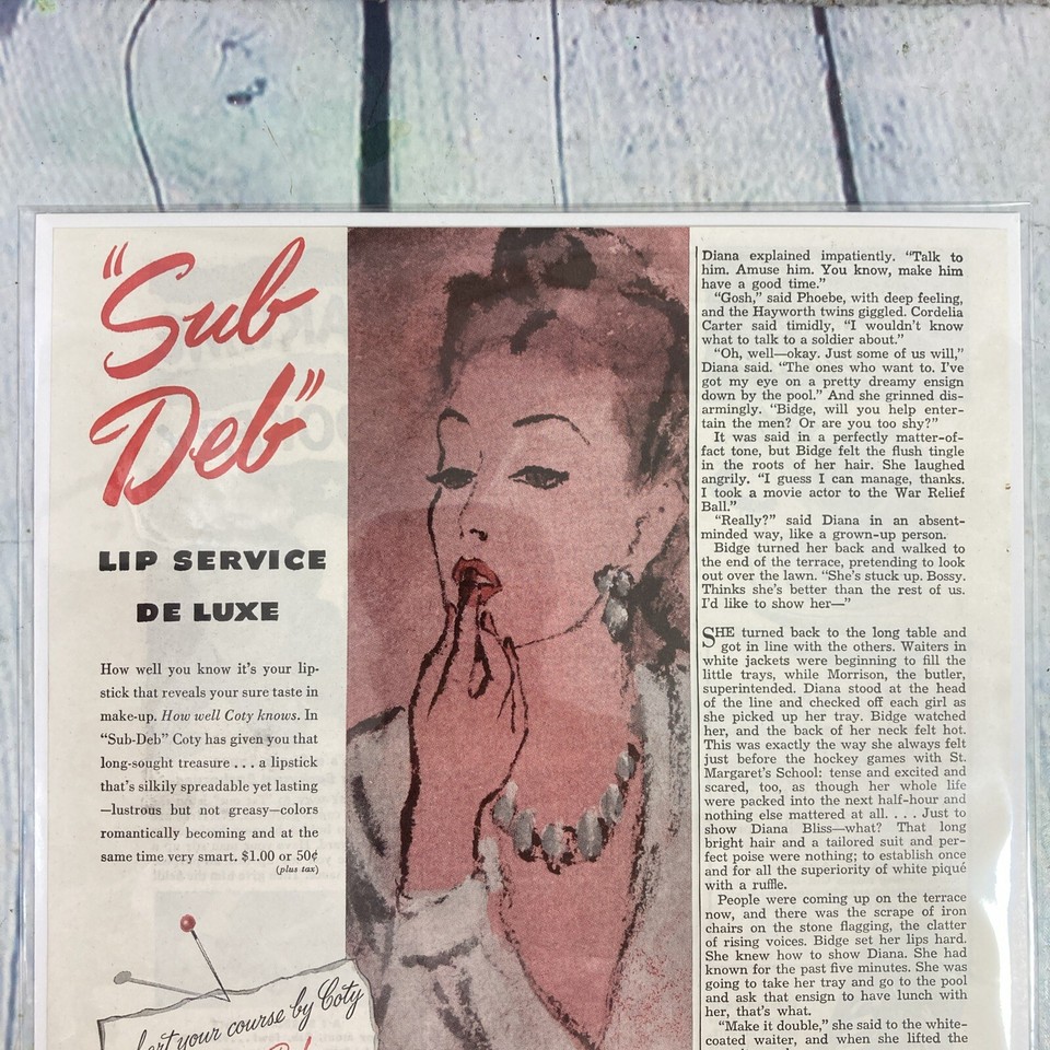 1943 Coty Makeup Lipstick Vintage Print Ad/Poster Promo Art WW2 Ladies ...
