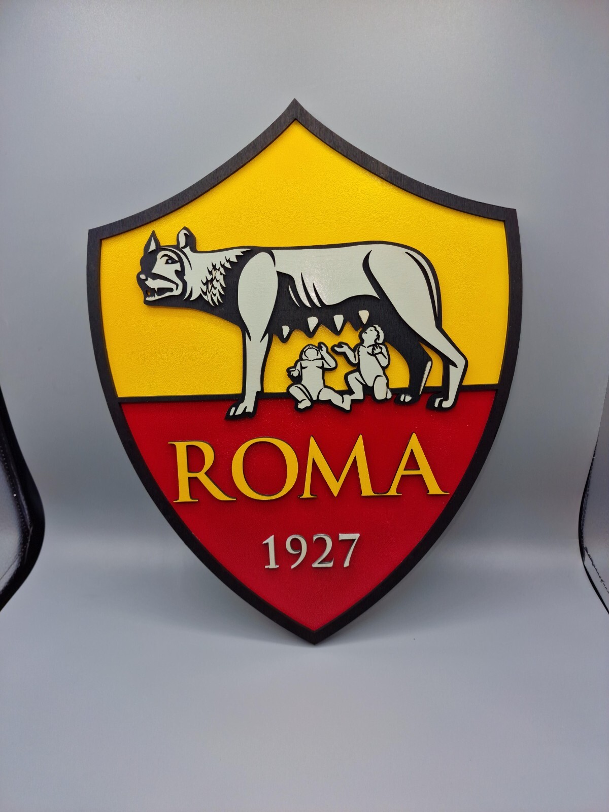 Logo AS Roma in legno, Scudetto AS Roma calcio, Stemma 3D AS Roma ...