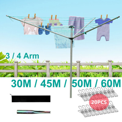 ROTARY AIRER 3/4 ARM OUTDOOR CLOTHES AIRER GARDEN WASHING LINE DRYER ...