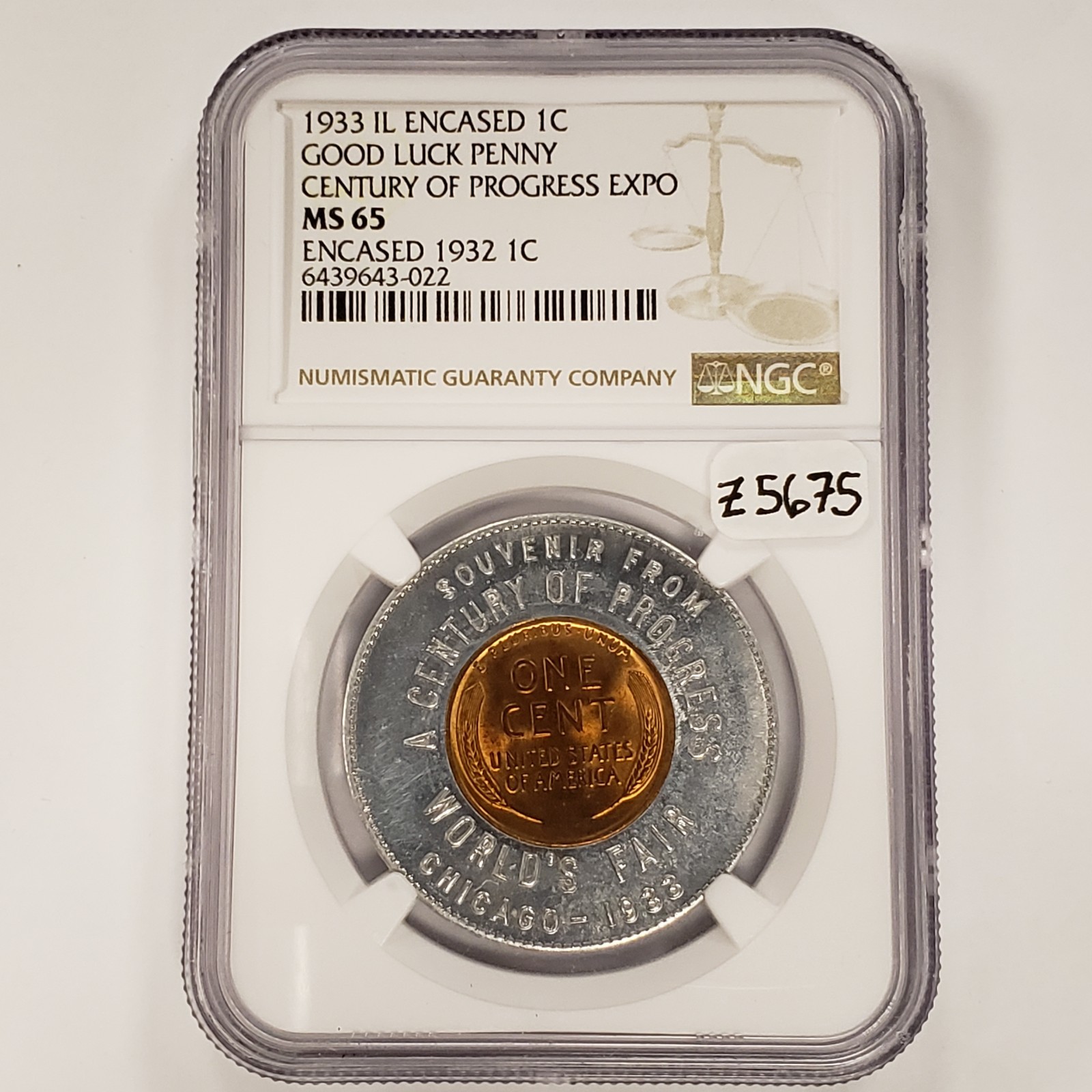 Encased 1932 Lincoln Cent Century of Progress Expo - NGC MS 65 - SKU ...