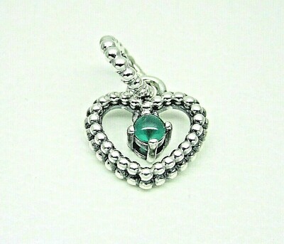 Authentic Pandora #798854C05 Heart Dangle Charm May Rainforest Green ...