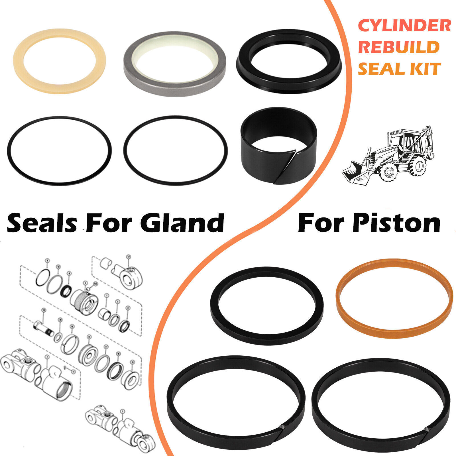 G109504 Cylinder Seal Kit for Case Backhoe Loader Bucket 480D 580D ...
