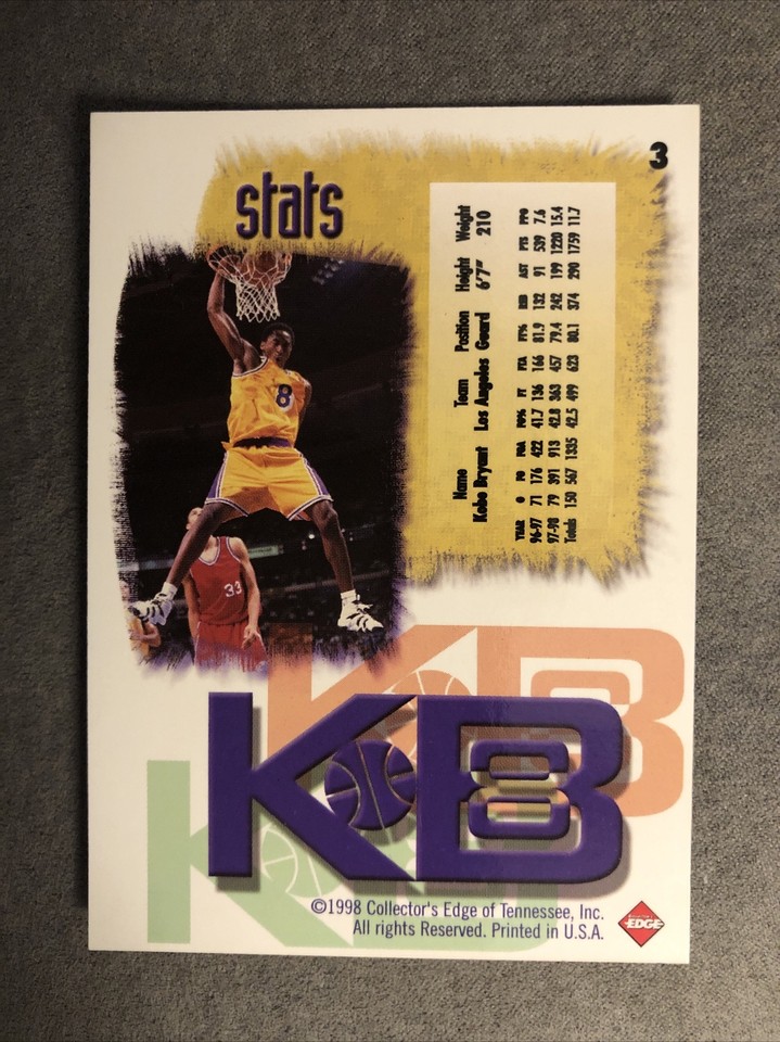 1998-99 Collector's Edge Impulse KB8 #3 Kobe Bryant Los Angeles Lakers ...