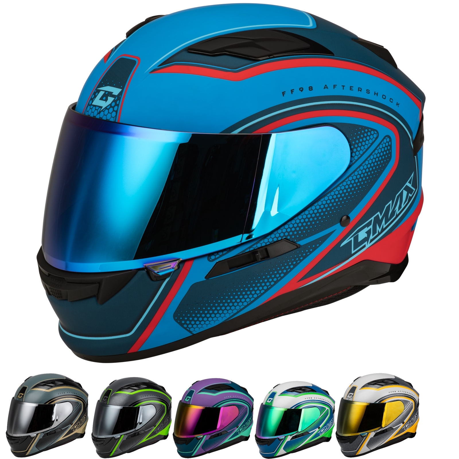 GMax FF-98 Aftershock Helmet - Grey/Neon Green - Small F1984764-ECE for ...