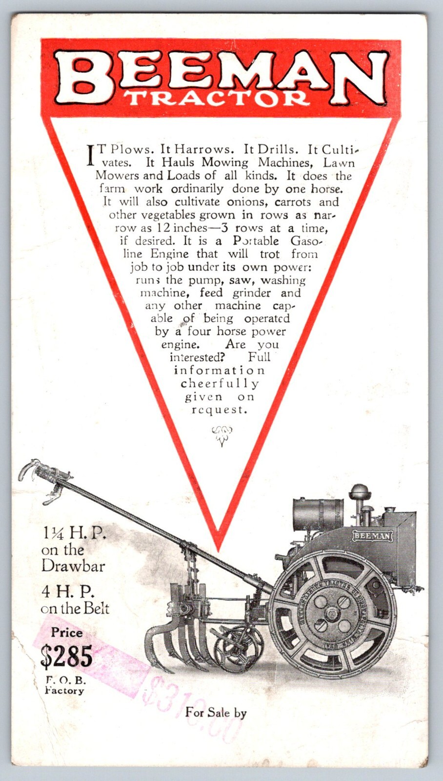 Postcard Minneapolis MN Beeman Tractor Co. Advertising Card | eBay