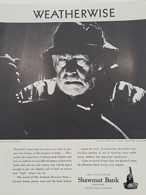 1940 Shawmut Bank Fortune Magazine WW2 Print Ad Rain Face Boston | eBay