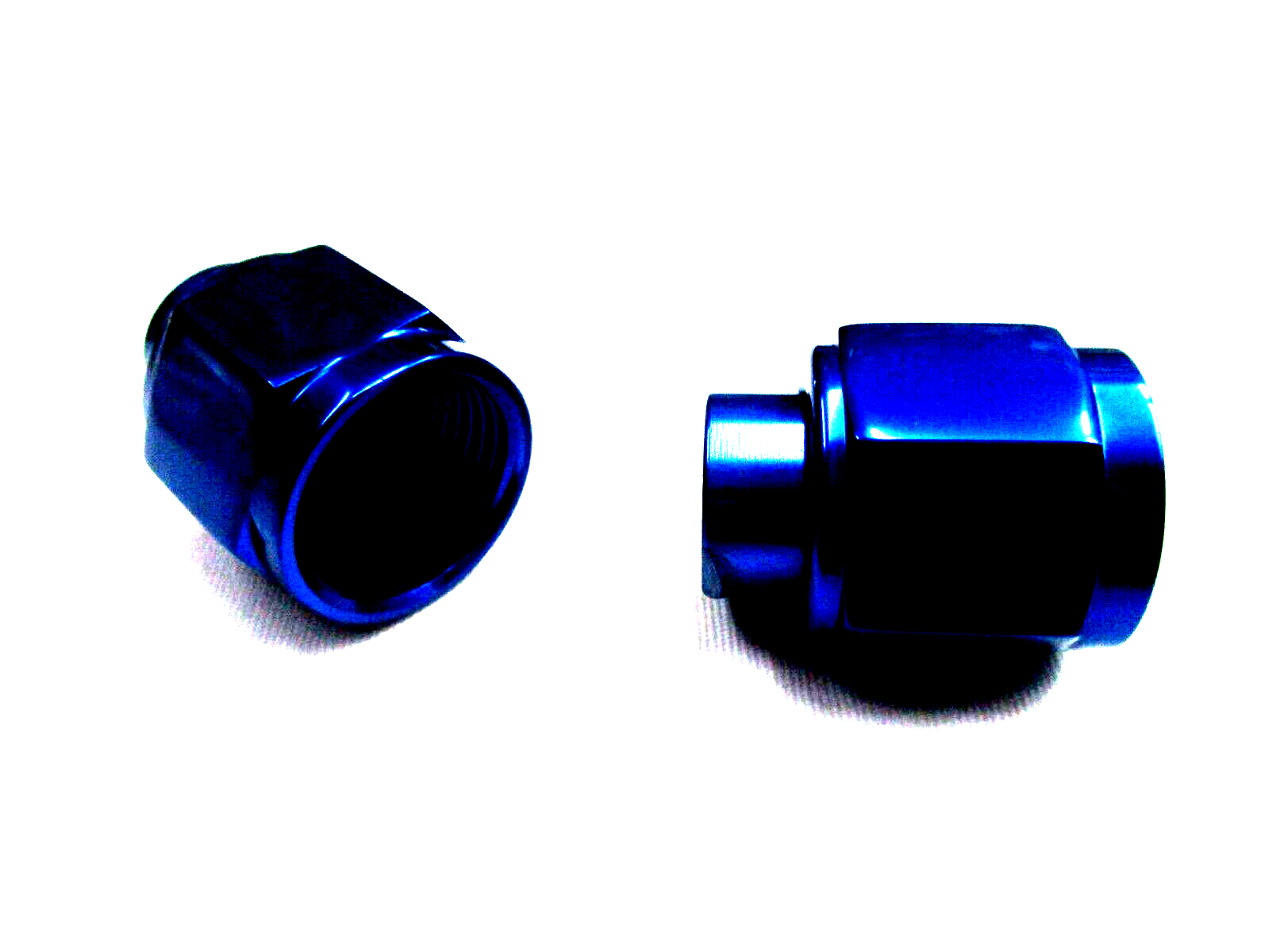 06 AN Female block off Cap Show Polished Blue Anodized Aluminum 2 per ...