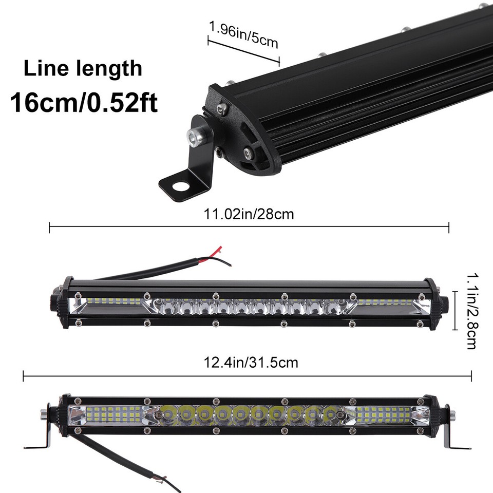 12" inch 450W LED Work Light Bar Combo Spot Flood Driving Off Road SUV ...