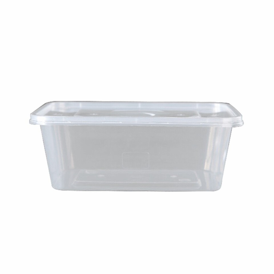 25 Rectangle Plastic Containers with Lid Reusable & Leakproof Food ...
