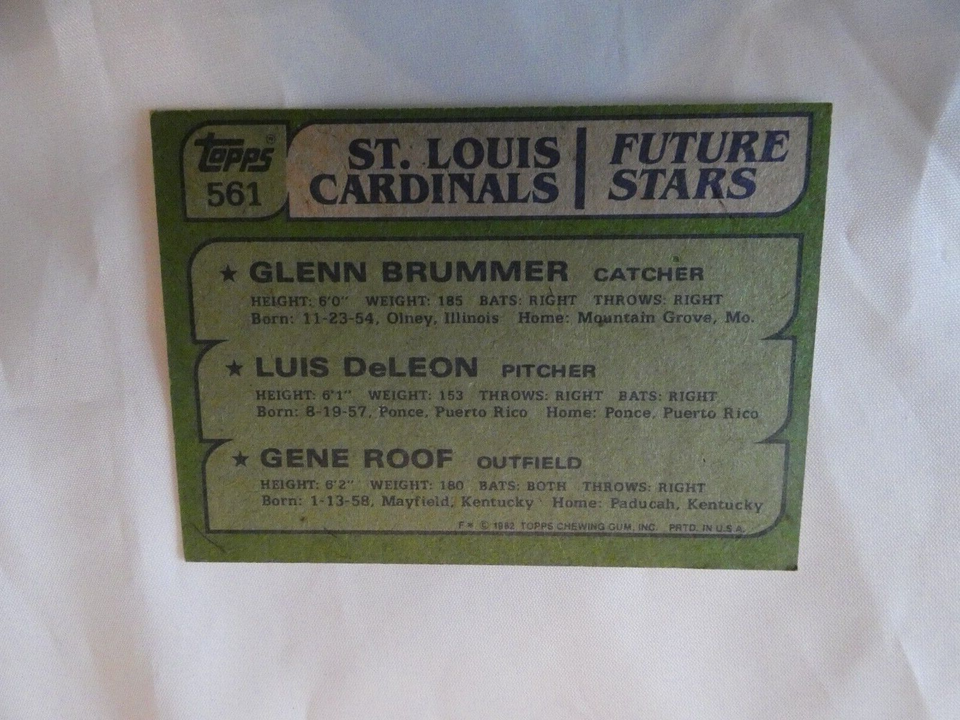 BASEBALL CARD 1982 CARDINALS FUTURE STARS GENE ROOF 561 | eBay