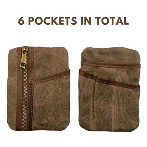 EDC Pouch 6 Pockets Protector Waxed Canvas and Leather Pocket Vintage ...