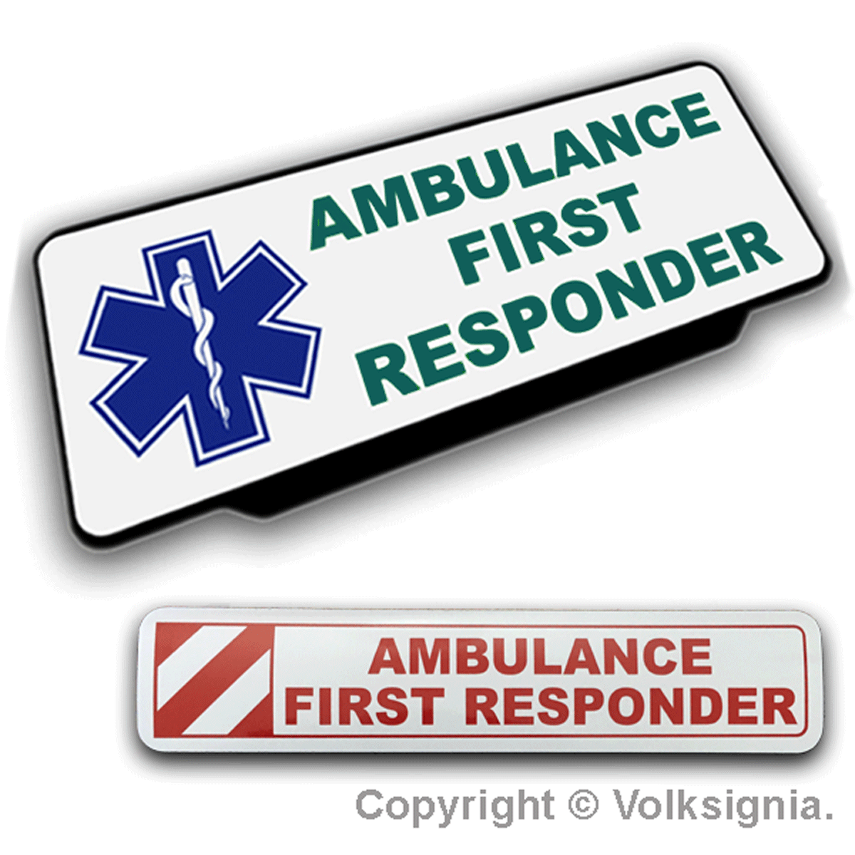 Ambulance First Responder Sun Visor sign Green Text on White with SOL ...