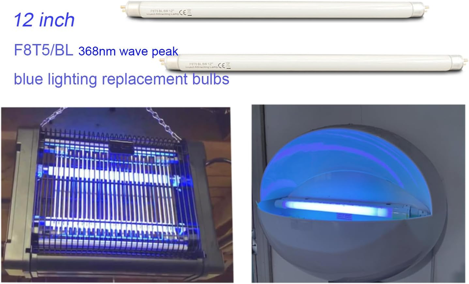 (2Pack) F8T5/BL 12 Inch Black Blue Light Bulb, G5 Base,T5 F8W BL368 ...
