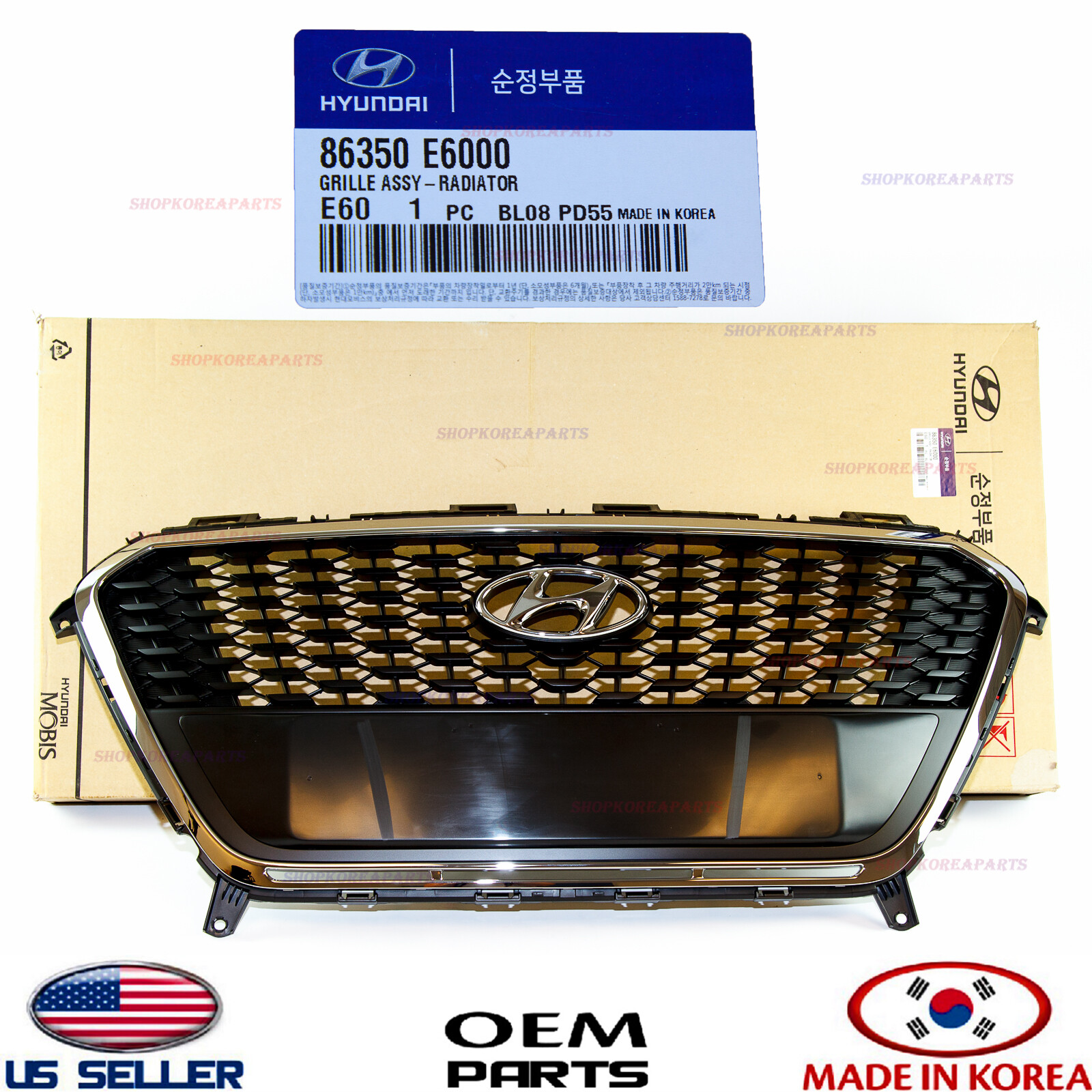 GRILLE RADIATOR FRONT + Upper Cover set 2pcs⭐GENUINE⭐ Sonata Hybrid ...