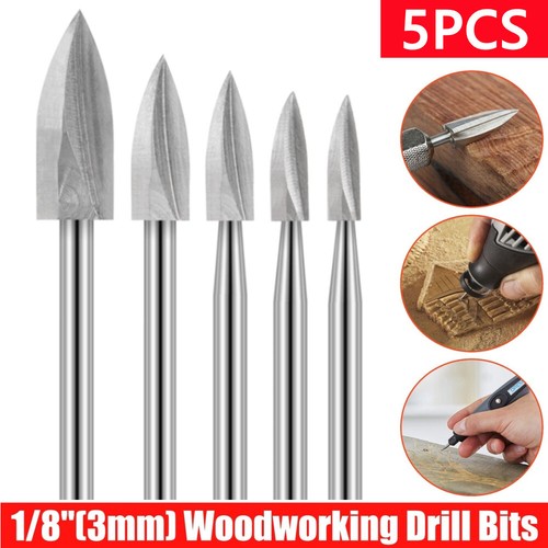 5Pcs HSS Wood Engraving Carving Drill Bits Rotary Burrs Tool Set For ...