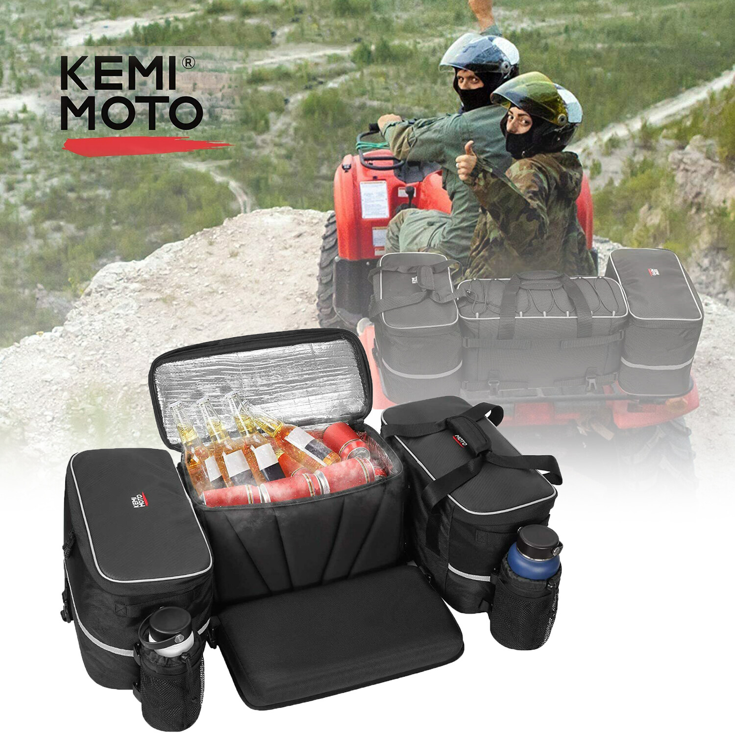 KEMIMOTO ATV Rear Storage Bag Pack Cargo Seat Bag w/Cushion Cooler ...