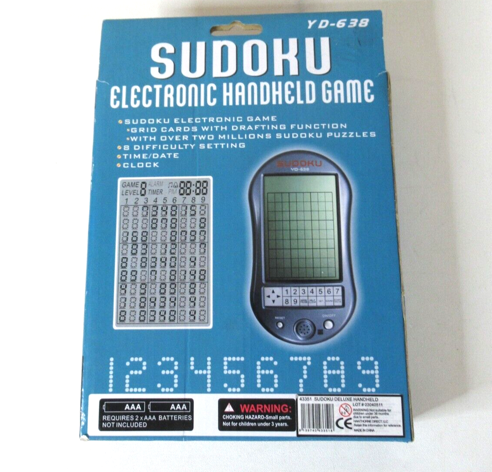 Electronic SUDOKU Handheld Game Touch Screen YD-638 W/Time, Date ...