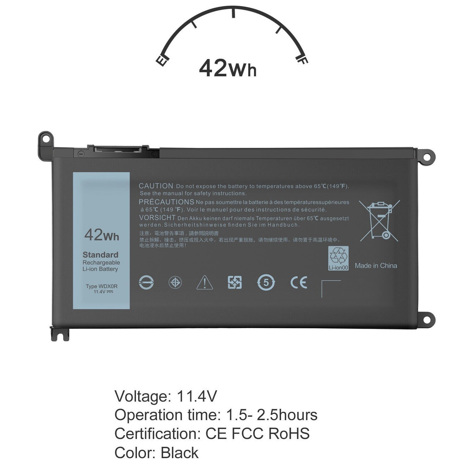 42WH WDXOR FC92N Replacement Battery For Dell Inspiron 13 7378 13 5000 ...