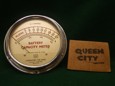 Large 5-1/2" diameter Heyer Laboratory Type DC Ammeter/Battery Capacity ...